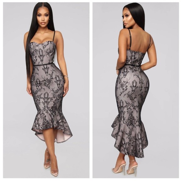 Fashion Nova | Dresses | Romance In The Dark Fashion Nova Midi Lace ...